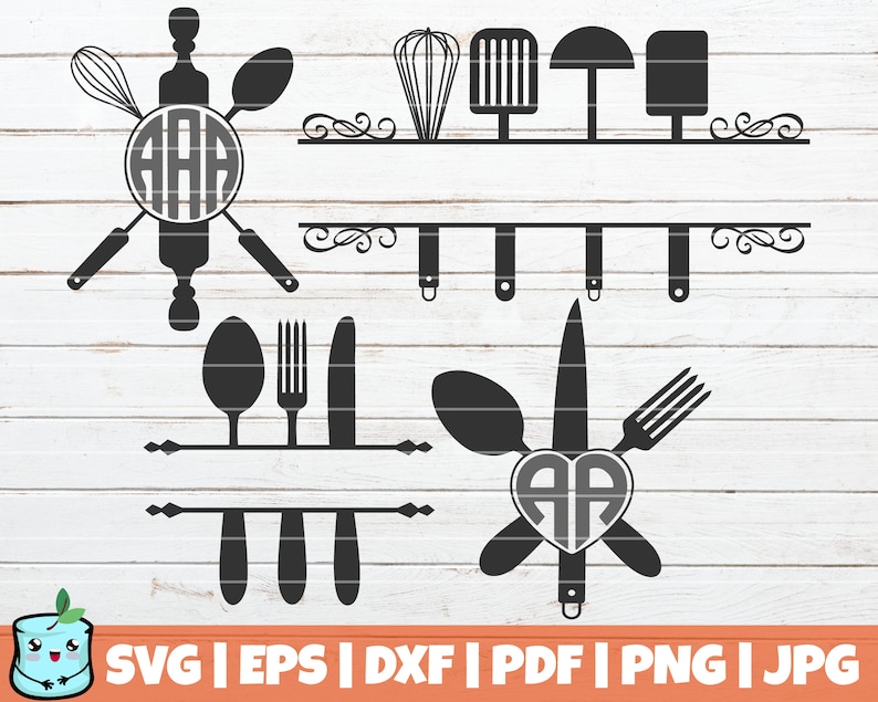 4 Kitchen Monograms SVG Cut Files Instant Download - Etsy