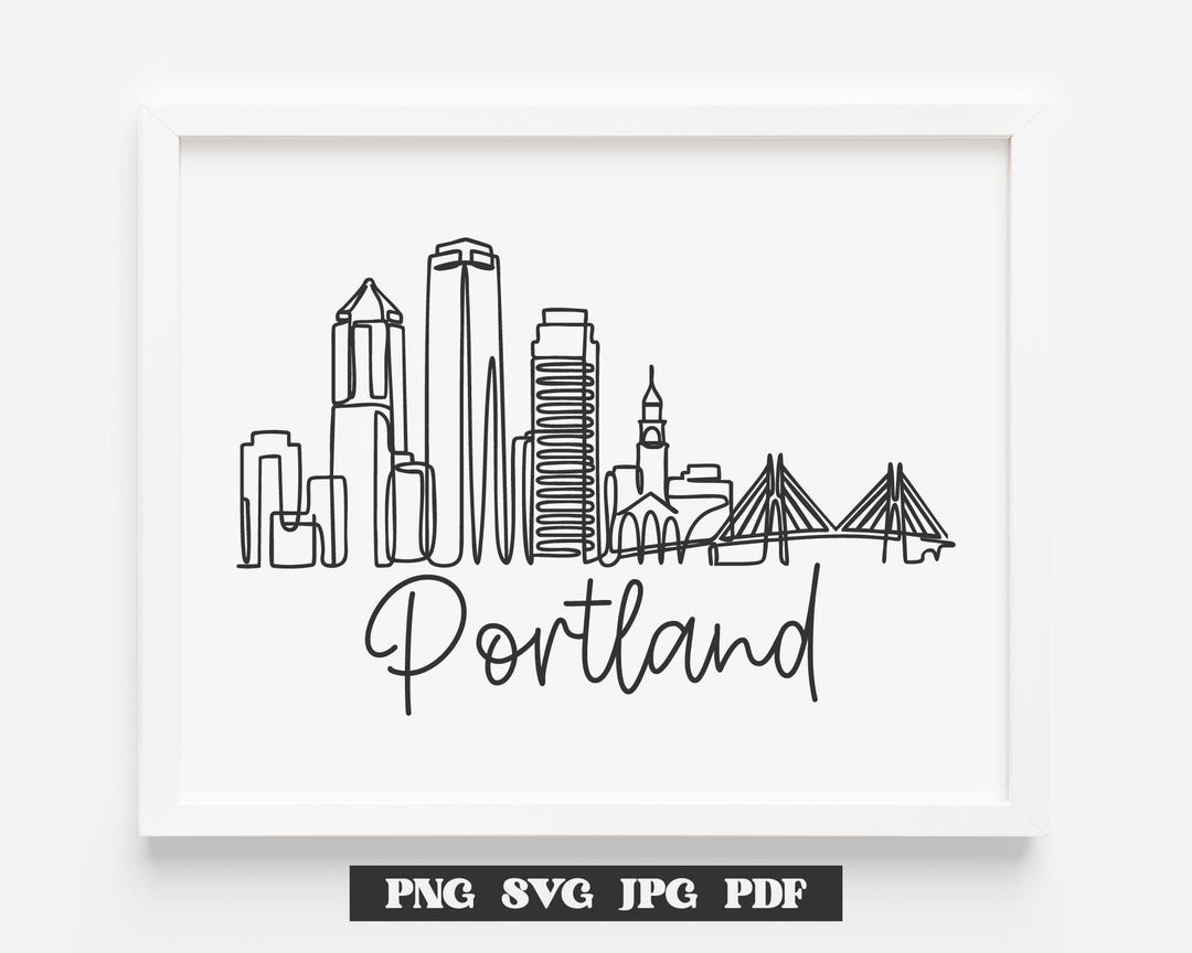 Portland Oregon Skyline PNG SVG Cut File, PDX Minimalist Line Art ...