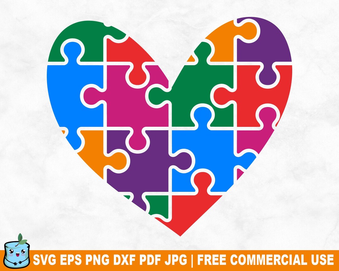 Autism Puzzle Heart SVG Cut File, Autism Awareness SVG for Cricut ...