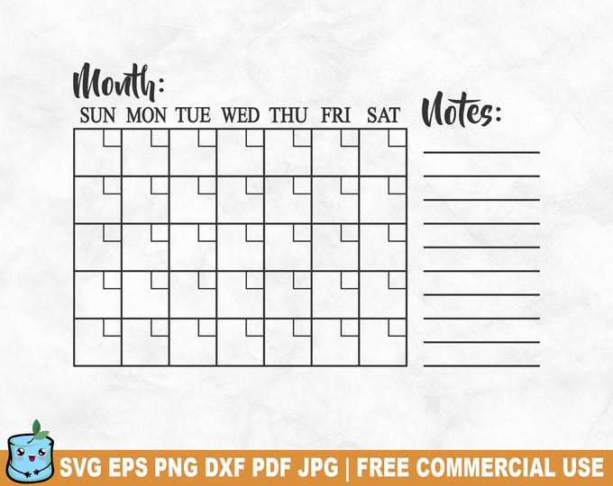 Weekly Planner Template Svg, Calendar Svg. Vector Cut File for Cricut ...