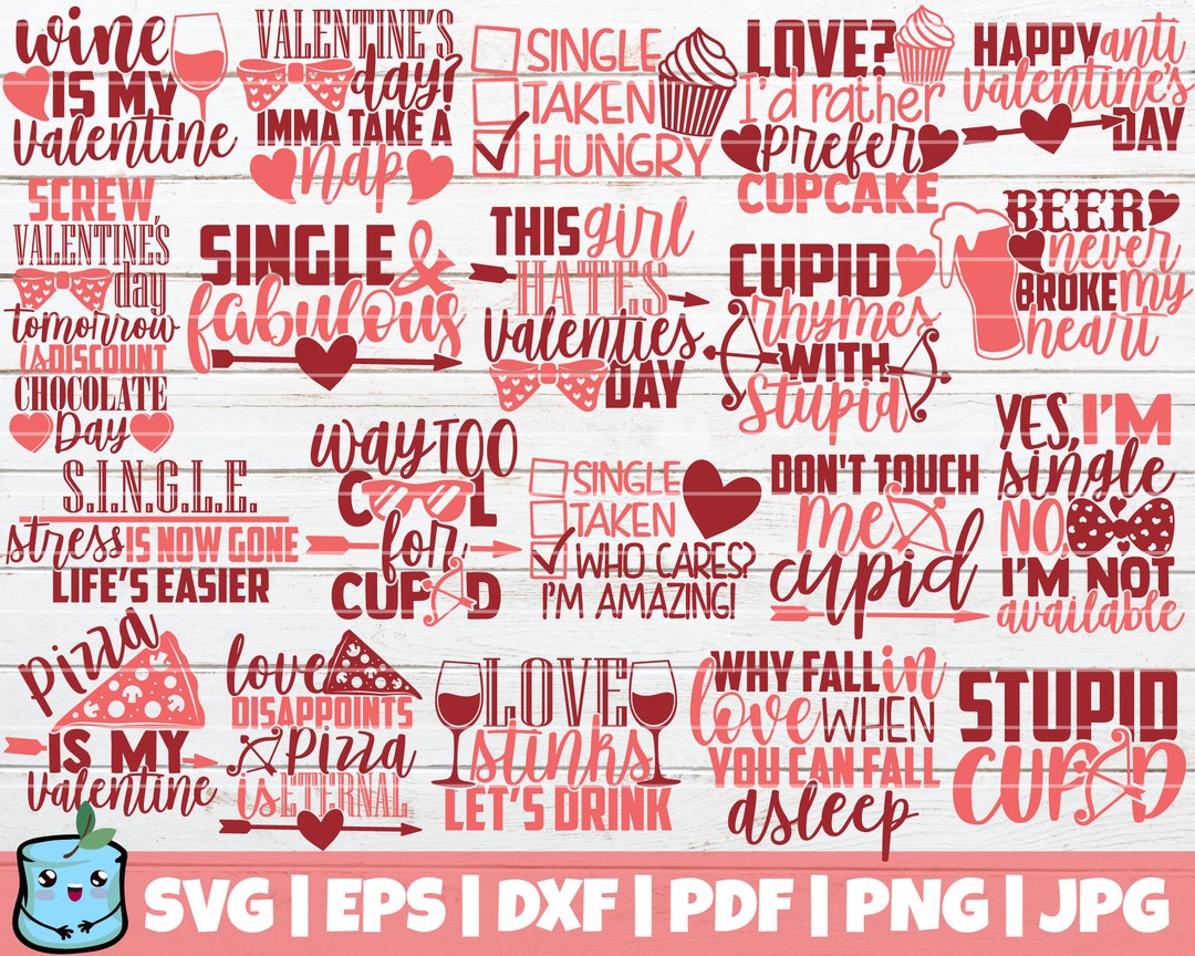 Anti Valentine's Day SVG Bundle Funny Valentines SVG Cut Files ...