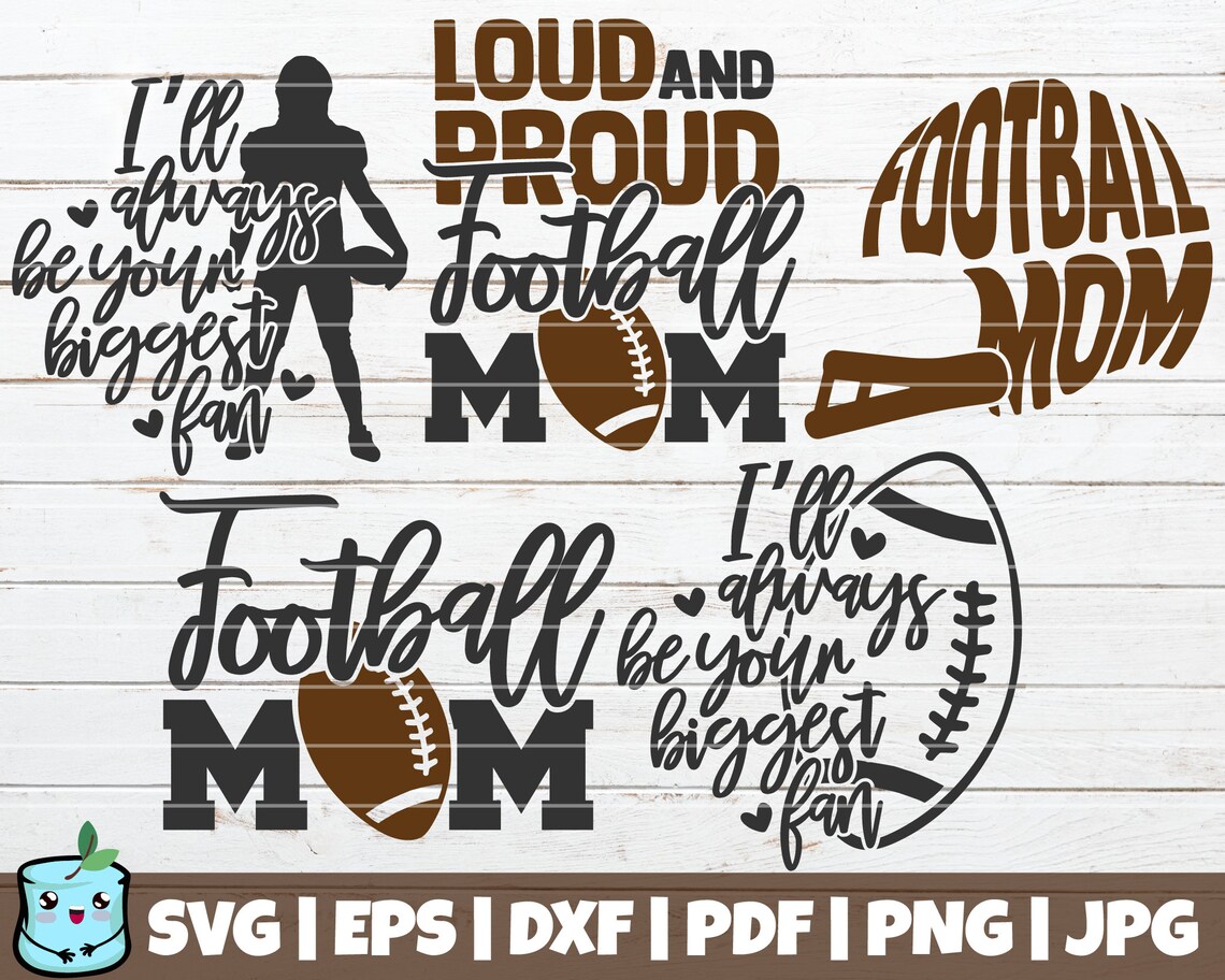 5 Football Mom SVG Cut Files Football SVG Bundle - Etsy