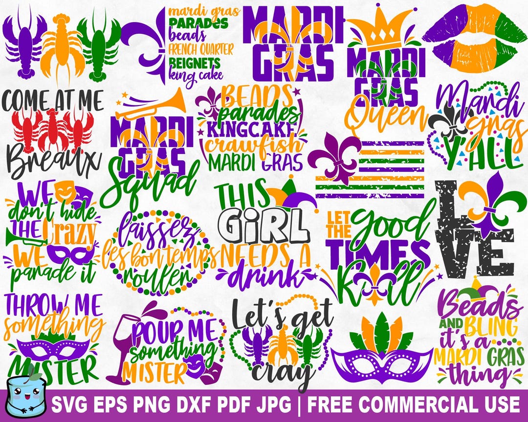 Mardi Gras SVG Bundle Cut Files Mardi Gras Printable Vector Clip Art ...