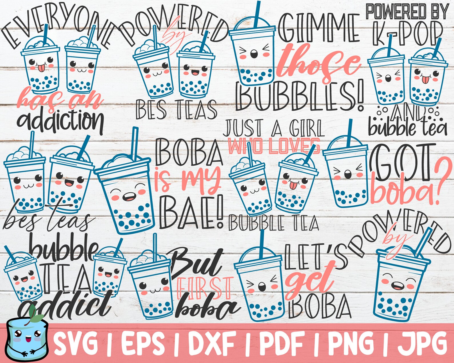 Bubble Tea SVG Bundle Boba Tea SVG Cut File Instant Download Commercial ...