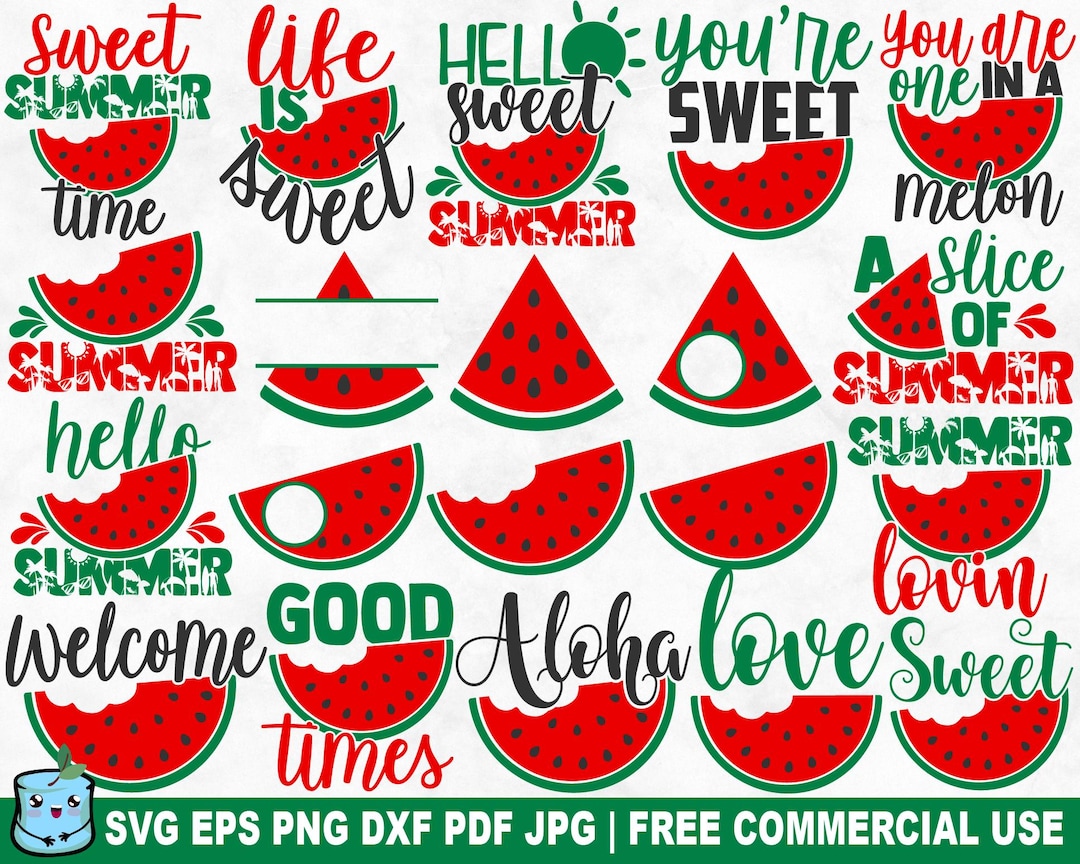 Watermelon SVG Bundle | Summer SVG Cut Files | Commercial Use | Instant ...