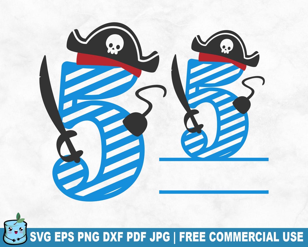 Pirate Birthday No 5 SVG Cut File, 5 Years Old Birthday SVG for Cricut ...