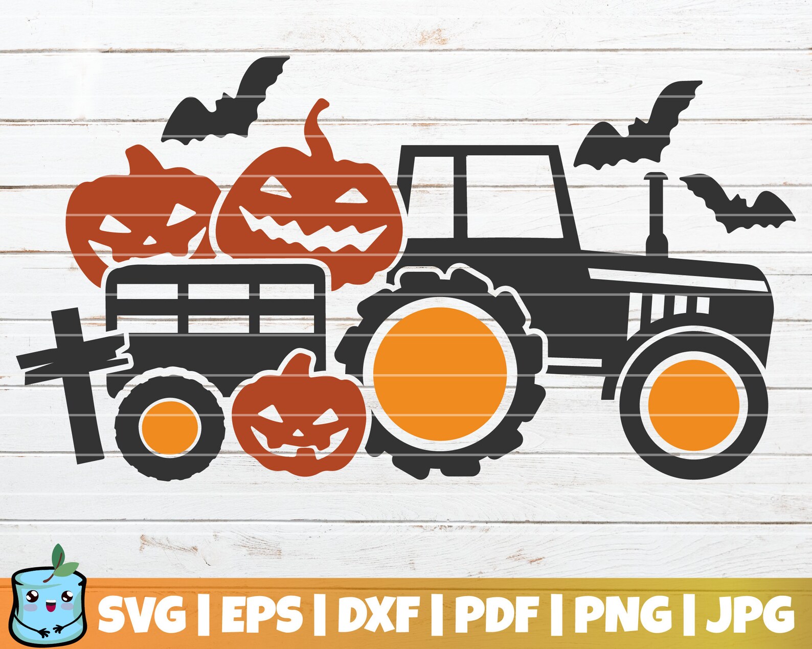 Halloween Tractor SVG Cut File Halloween Truck With Pumpkins - Etsy