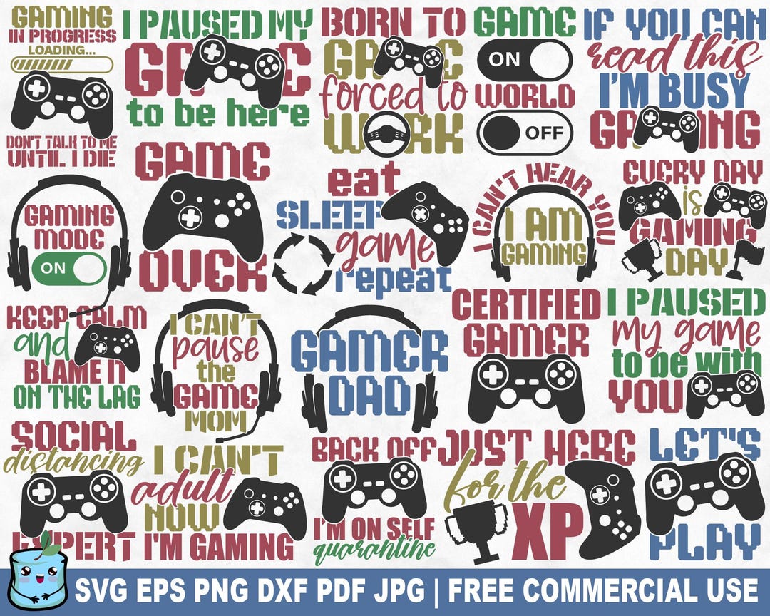 Gaming SVG Bundle Gamer Life SVG Cut File Gaming Humour Illustration ...