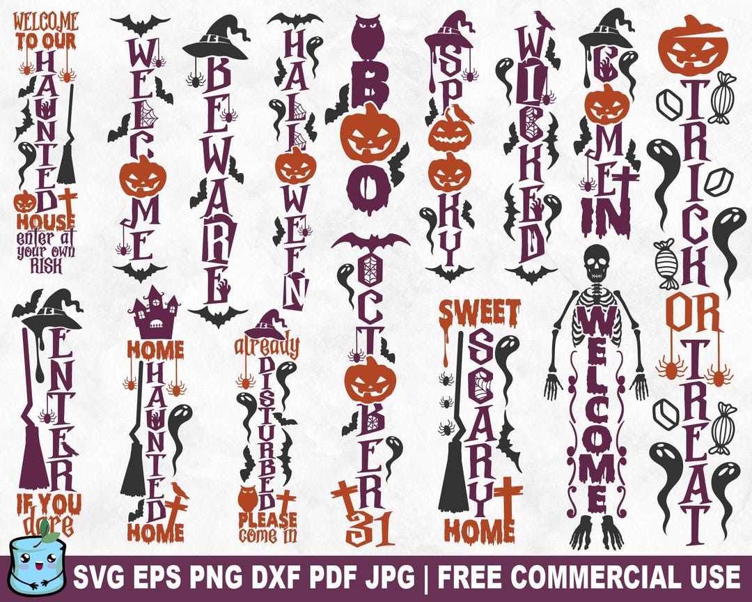Halloween Porch Signs SVG Bundle, Scary Spooky Haunted SVG Cut File for ...