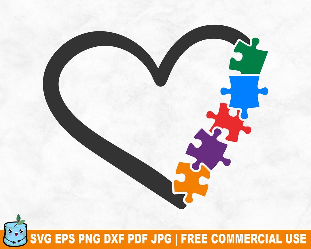 Autism Heart SVG Cut File, Autism Awareness SVG for Cricut Silhouette ...