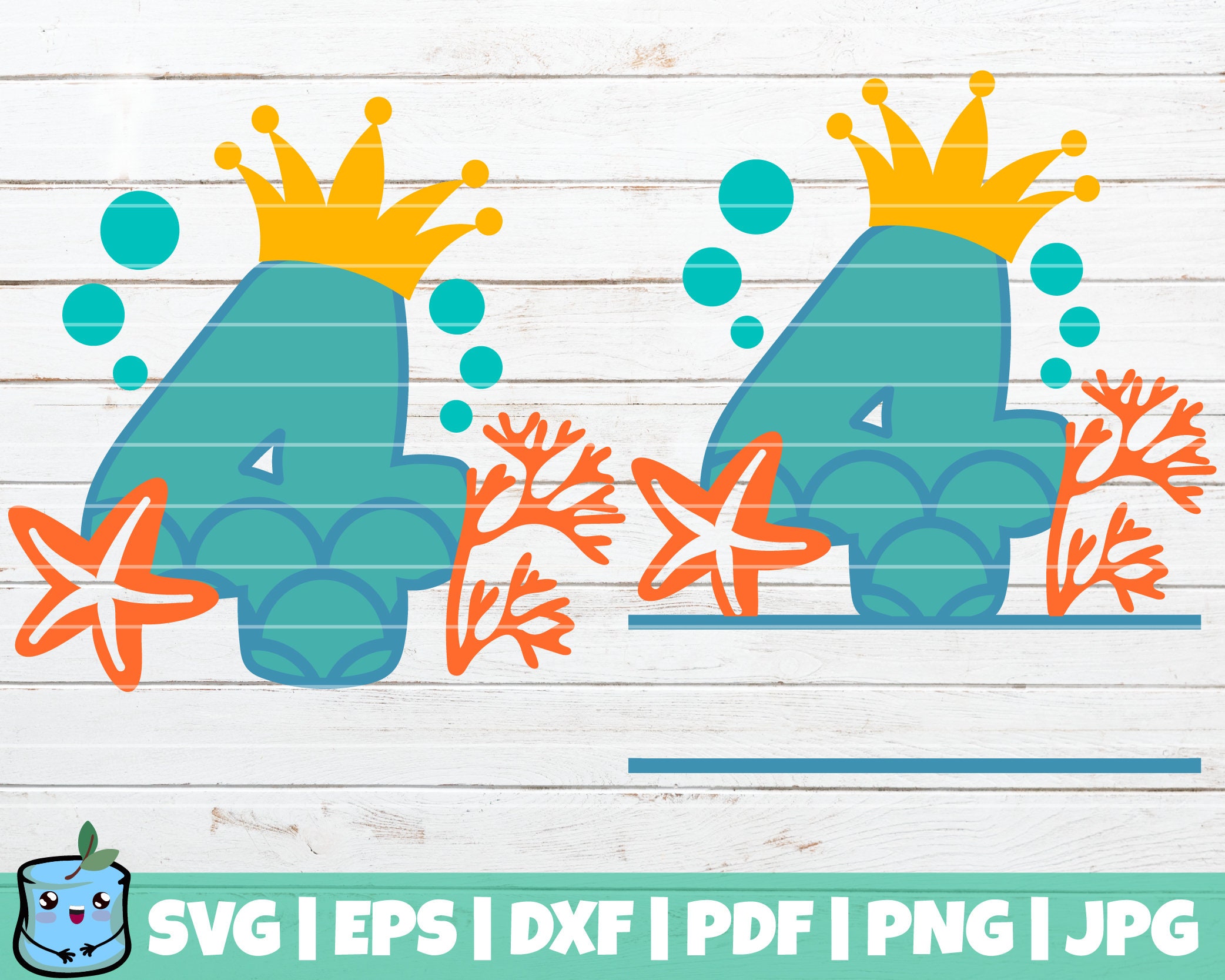 Mermaid Birthday Numbers SVG Bundle Split Monogram SVG | Etsy