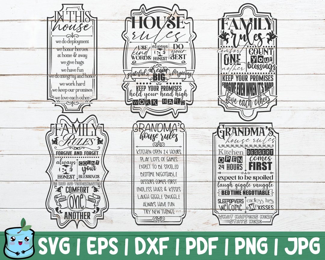 House Rules SVG Bundle | Family Rules SVG Cut Files | Commercial Use ...