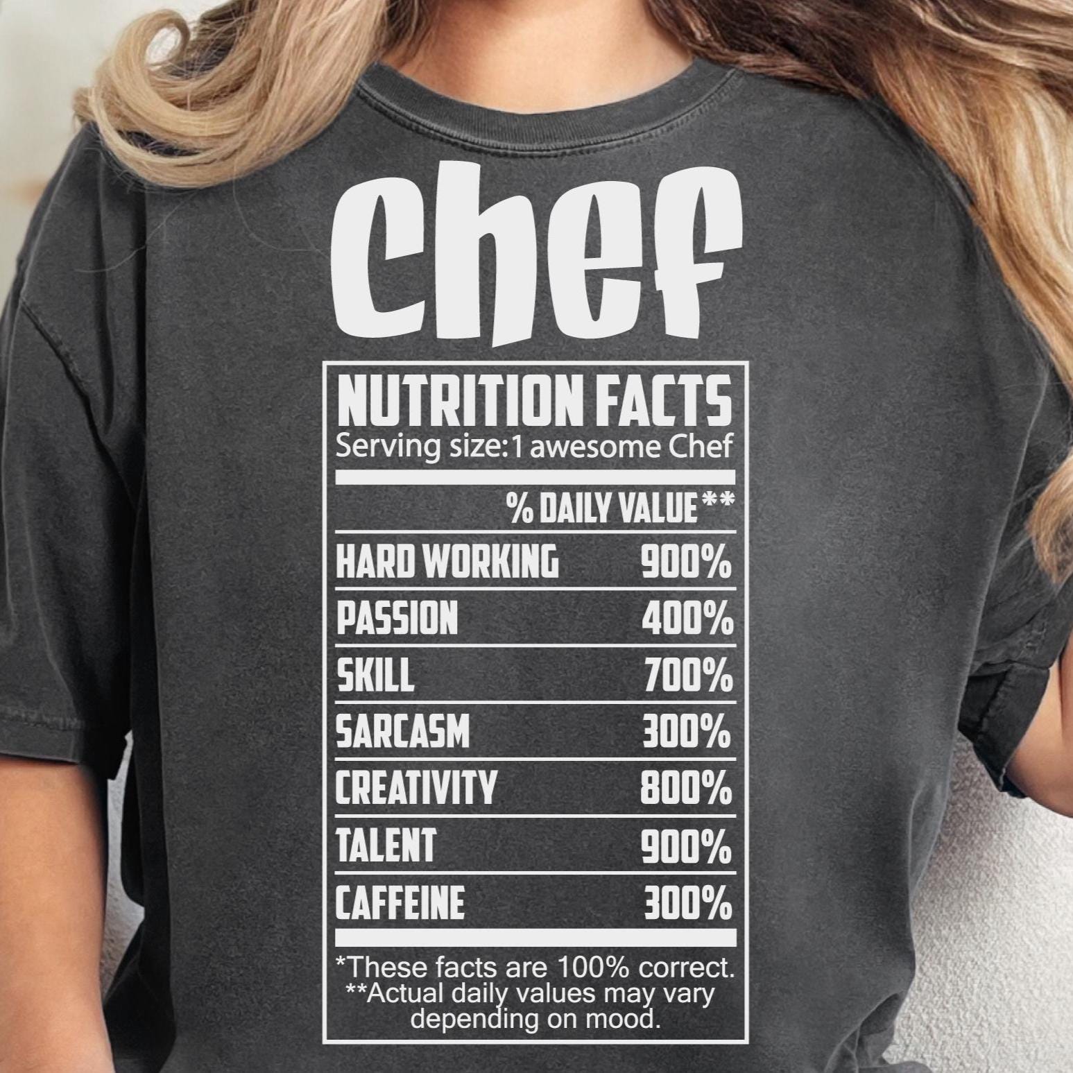 Chef Nutrition Facts PNG SVG Cut File, Funny Chef Gift Svg for Cricut ...
