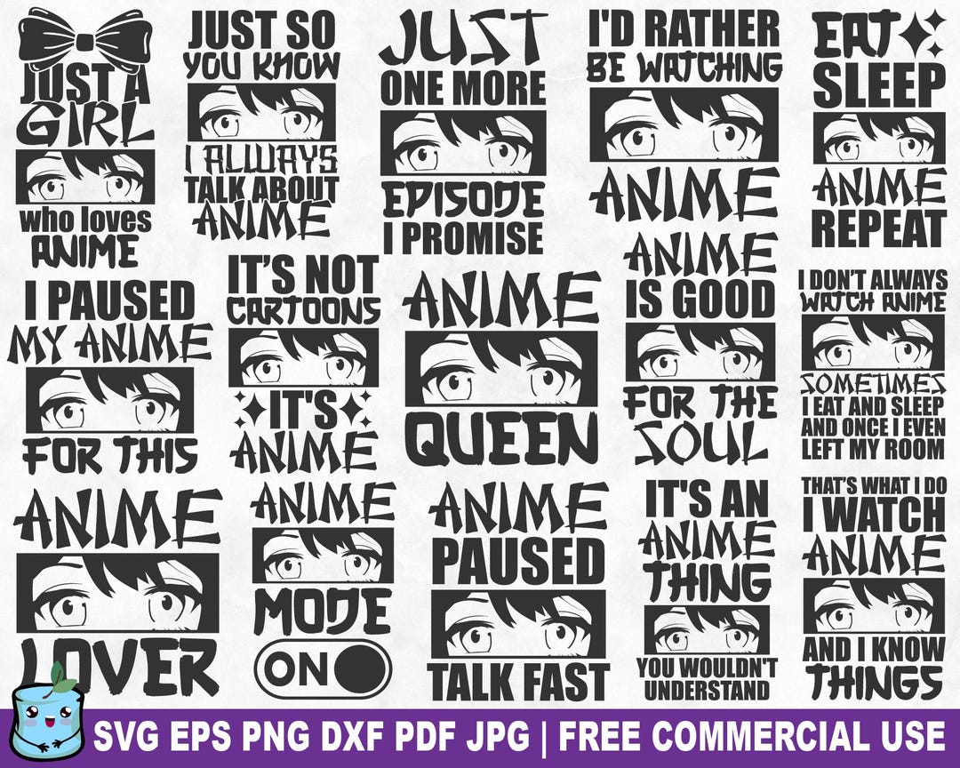 Anime SVG Bundle, Funny Anime Manga Otaku SVG Cut File for Cricut ...