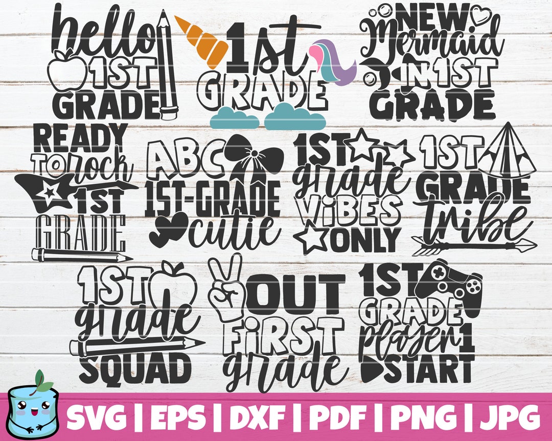 1st Grade SVG Bundle First Grade Shirt Print SVG Cut Files - Etsy