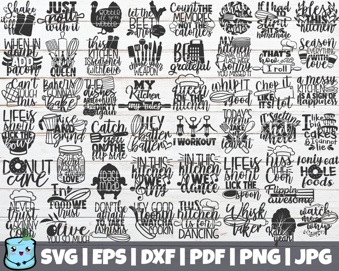 50 Cocina SVG Paquete / Cocina SVG Cortar Archivos / uso comercial ...