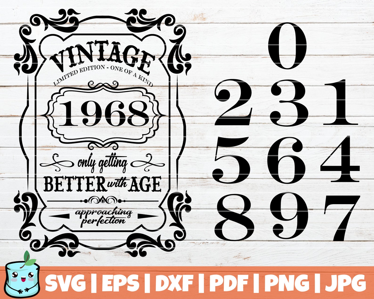 Vintage Birth Year SVG Cut File Instant Download Numbers - Etsy UK