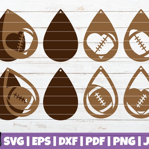 2 Football Earrings SVG Cut Files Commercial Use Instant - Etsy