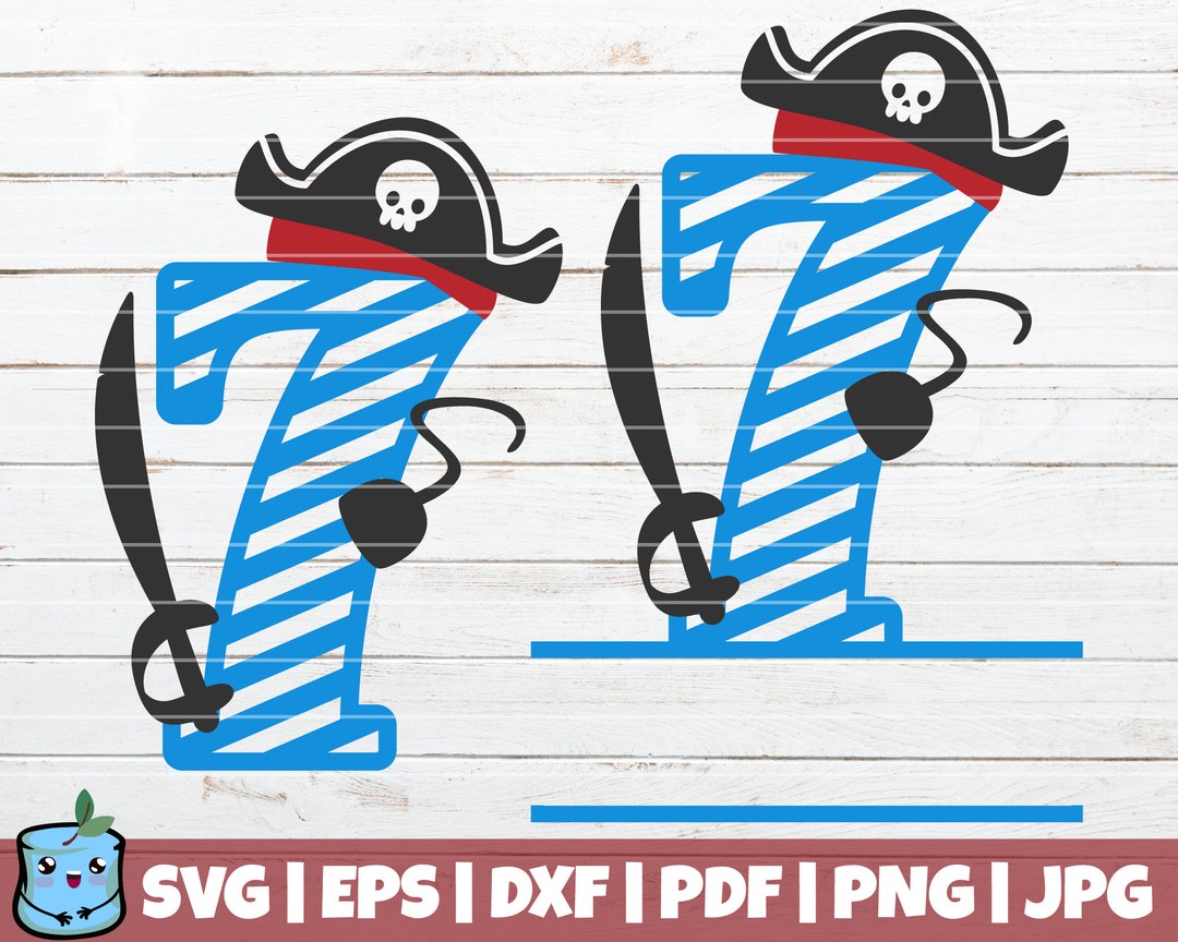 Pirates Birthday Number Seven SVG Cut File Split Monogram SVG ...