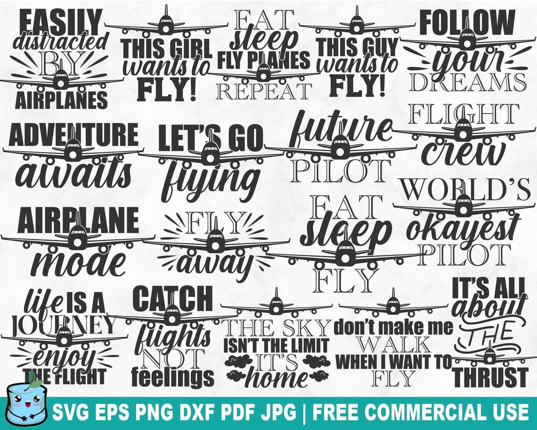 Aviation SVG Bundle, Planes Flying Pilot Cabin Crew SVG Cut File for ...