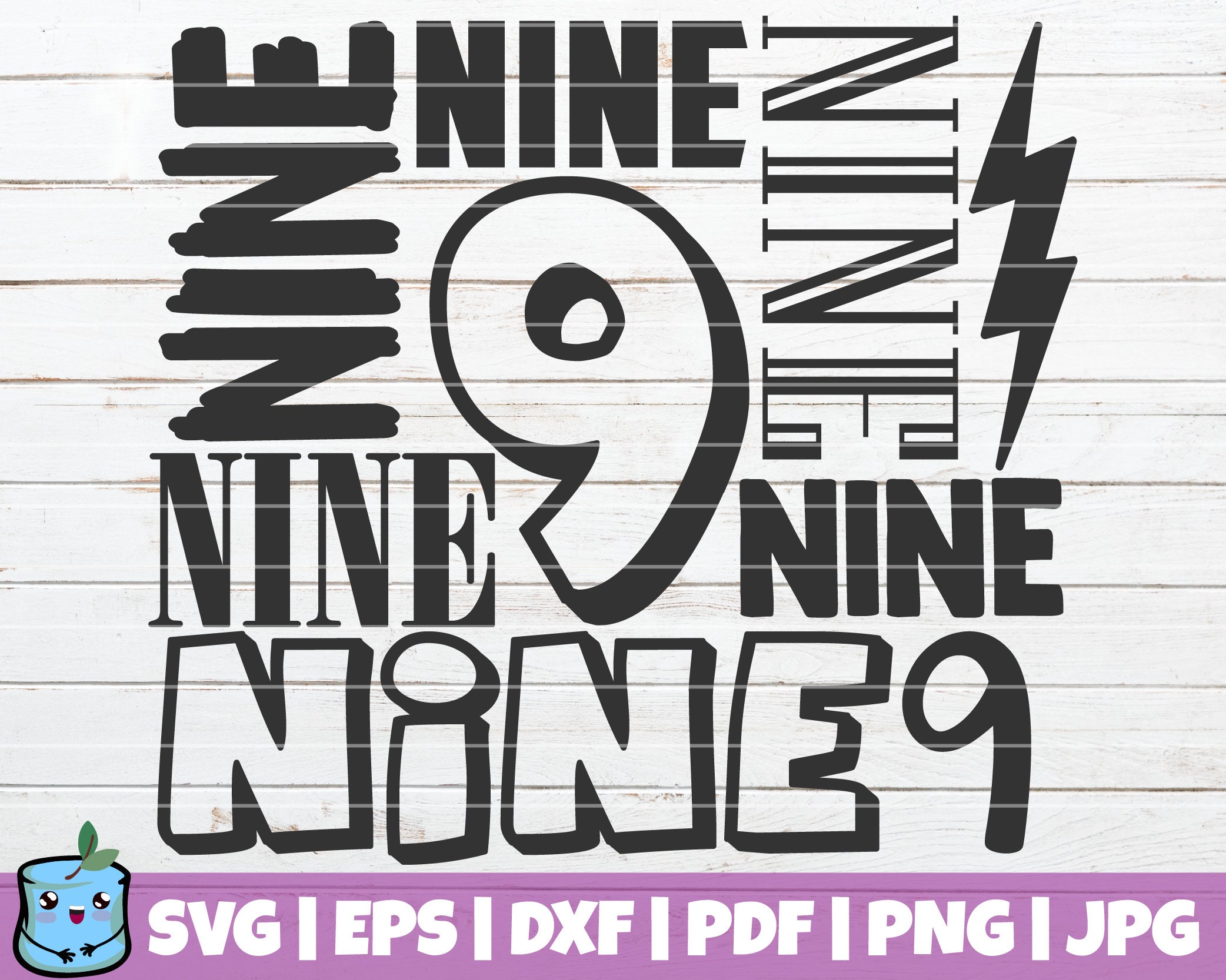 Number Nine SVG Cut File Commercial Use Instant Download | Etsy