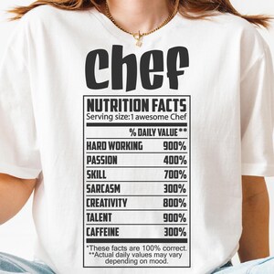 Chef Nutrition Facts PNG SVG Cut File, Funny Chef Gift Svg for Cricut ...