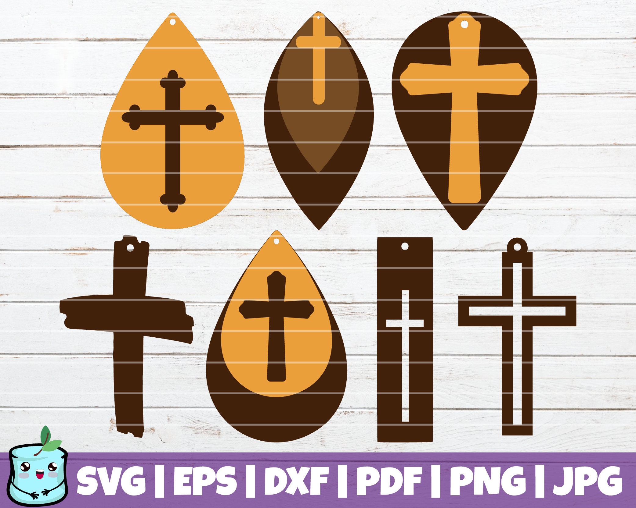 14 Cross Earrings SVG Cut Files Commercial Use Instant | Etsy