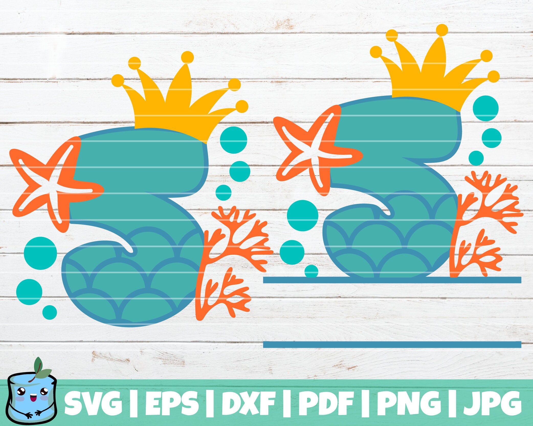 Mermaid Birthday Numbers SVG Bundle Split Monogram SVG | Etsy