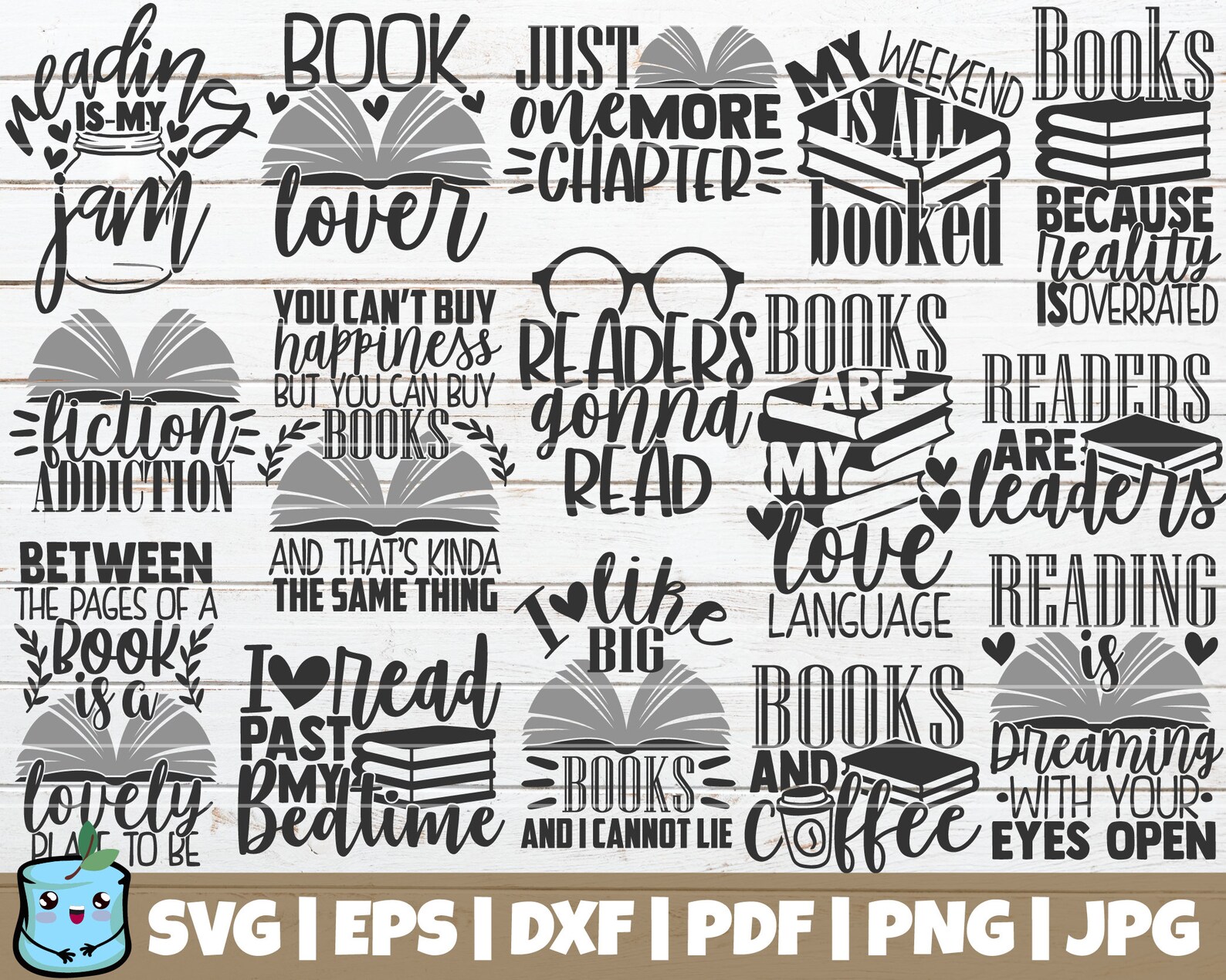 Reading SVG Bundle Book Lover SVG Cut Files Commercial Use - Etsy
