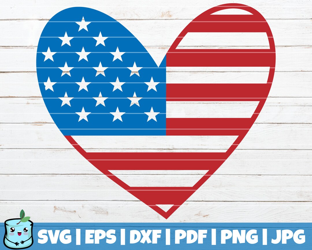USA Heart SVG Cut File Commercial Use Instant Download Printable Vector ...