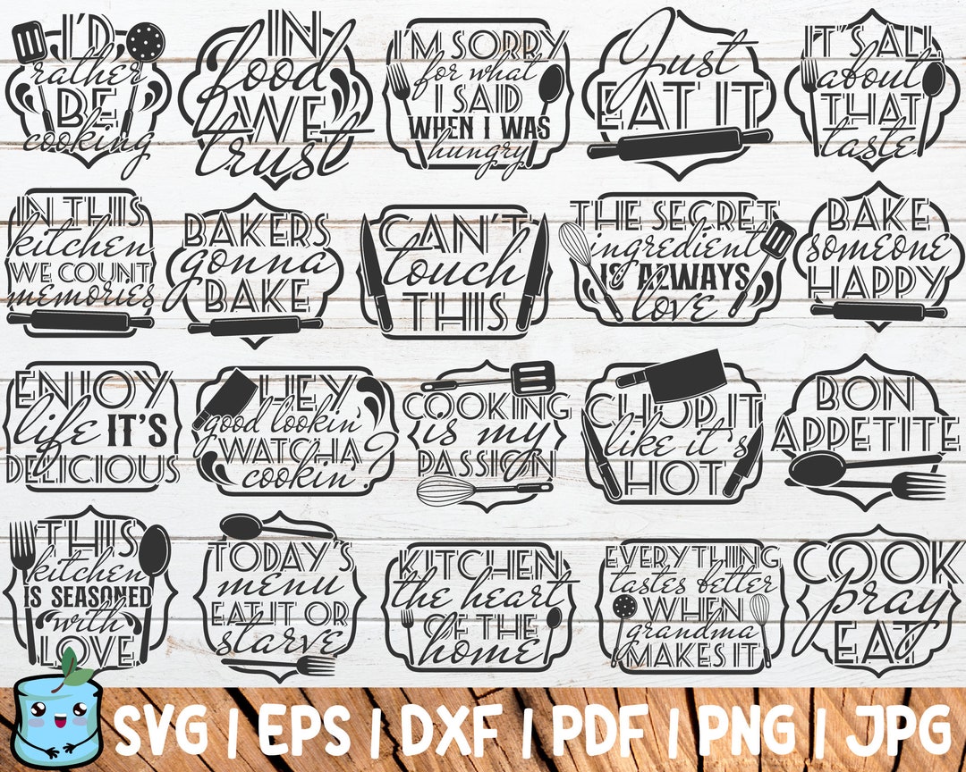 Kitchen Cutting Board SVG Bundle Kitchen SVG Cut File Instant Download ...