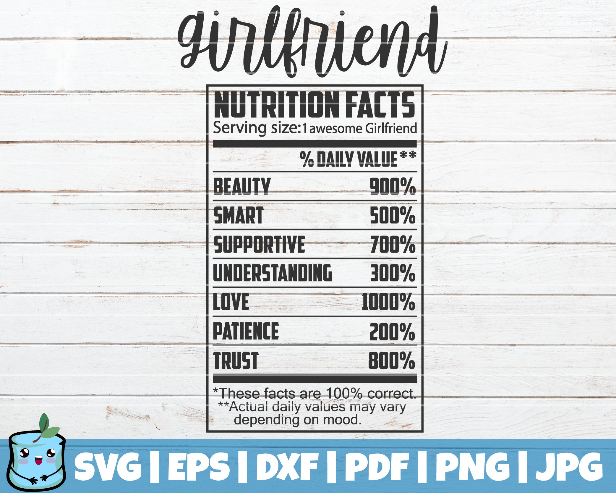 Girlfriend Nutrition Facts Svg Cut File Commercial Use Etsy