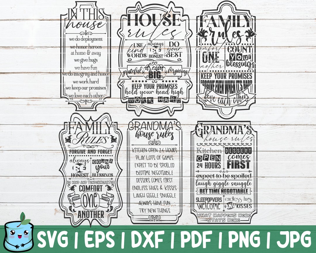 House Rules SVG Bundle Family Rules SVG Cut Files - Etsy