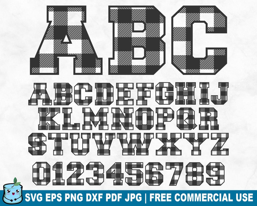 Buffalo Plaid Alphabet and Numbers SVG Cut File, Plaid Letters for ...