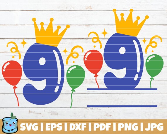 Balloons Birthday Number Nine SVG Cut File Split Monogram | Etsy