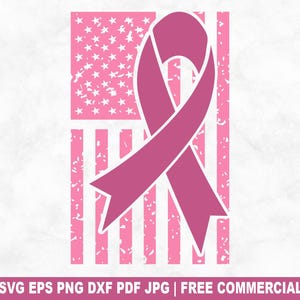 Breast Cancer American Flag Vector - Etsy