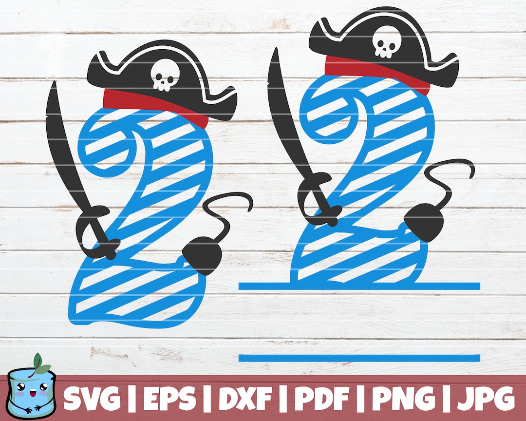 Pirates Birthday Number Two SVG Cut File Split Monogram SVG - Etsy