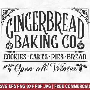 Gingerbread Baking Co SVG Cut File, Vintage Farmhouse Christmas SVG for ...