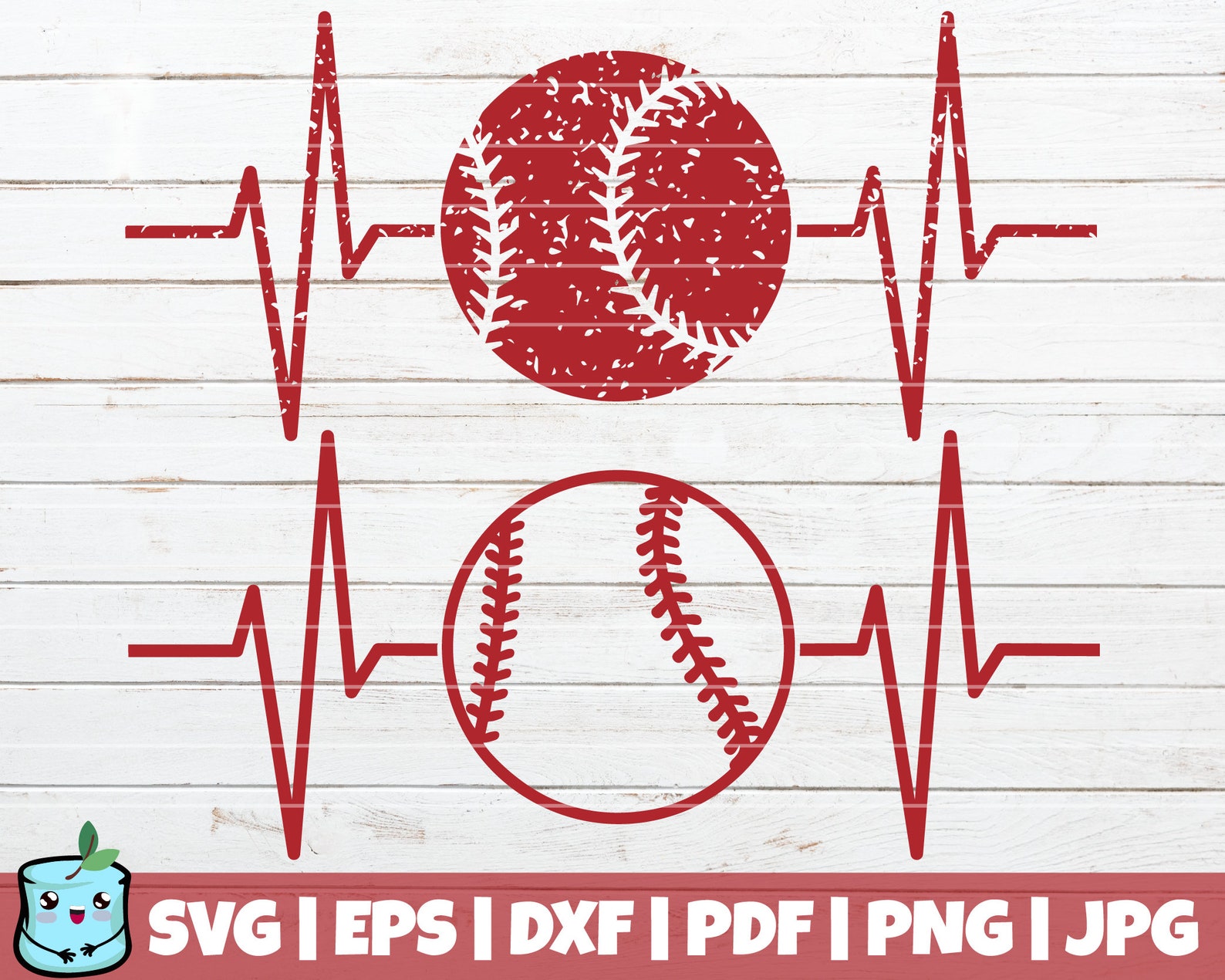 Baseball/softball Heartbeat SVG Cut File Commercial Use | Etsy