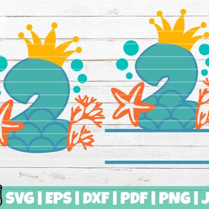 Mermaid Birthday Numbers SVG Bundle Split Monogram SVG Commercial Use ...