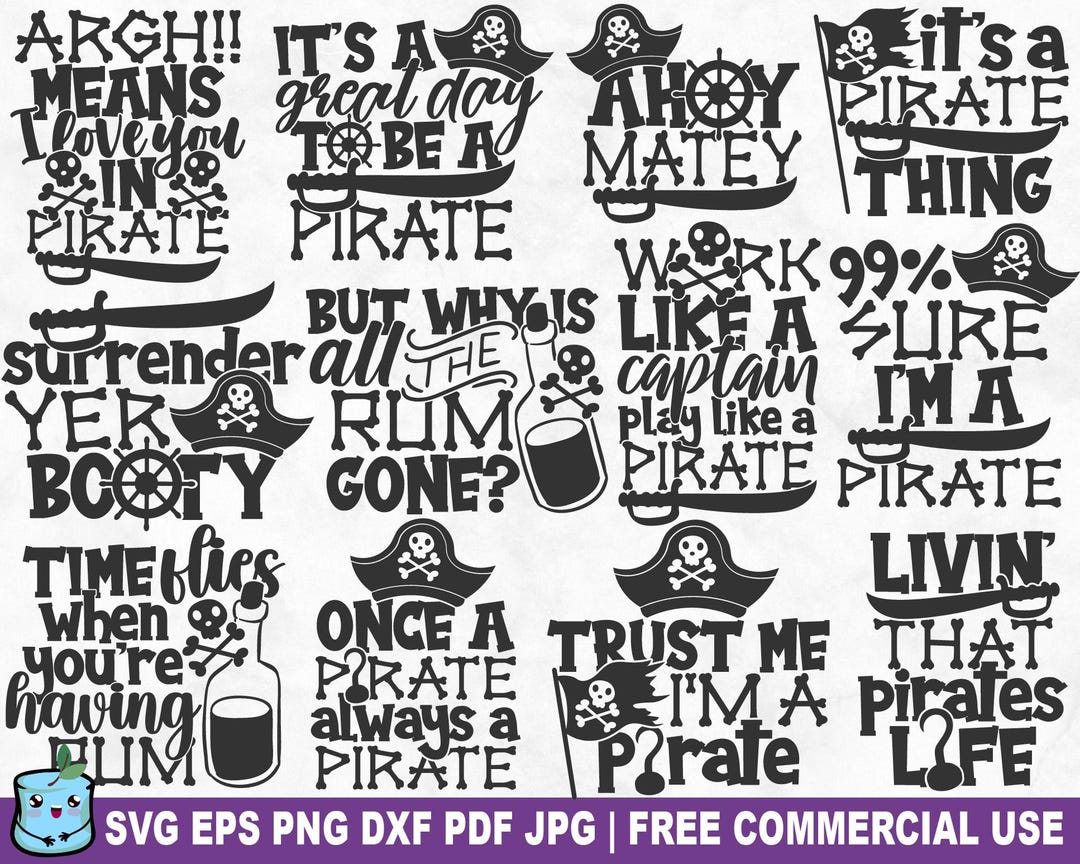 Pirate SVG Bundle, Funny Pirate Sailing Captain SVG Cut File for Cricut ...