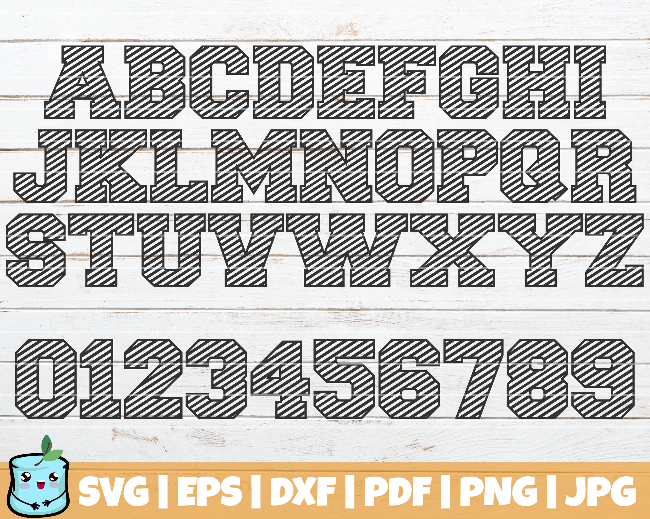 Stripe Alphabet and Numbers SVG Cut File Commercial Use Instant ...
