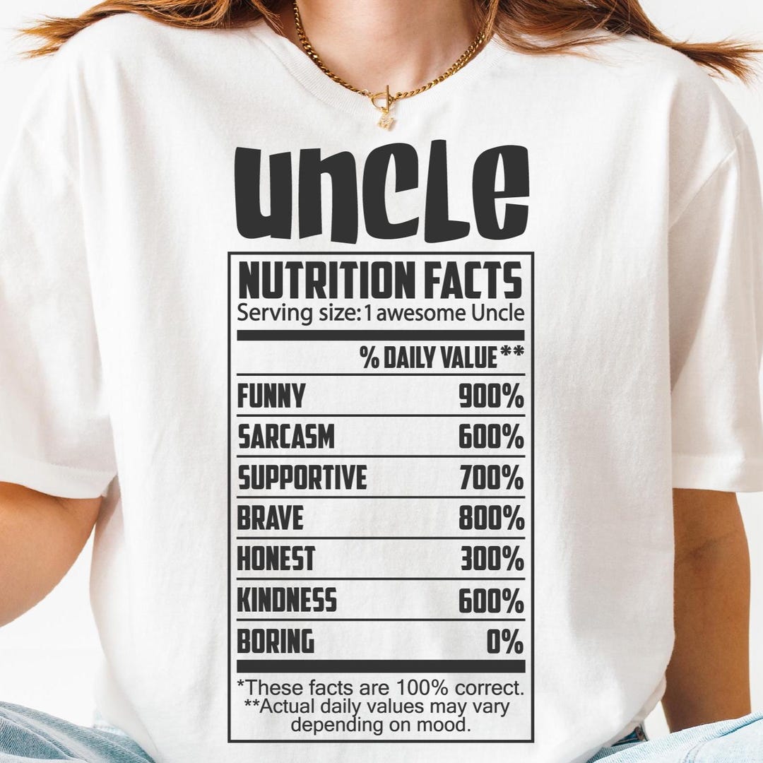 Uncle Nutrition Facts PNG SVG Cut File, Funny Uncle Gift Svg for Cricut ...