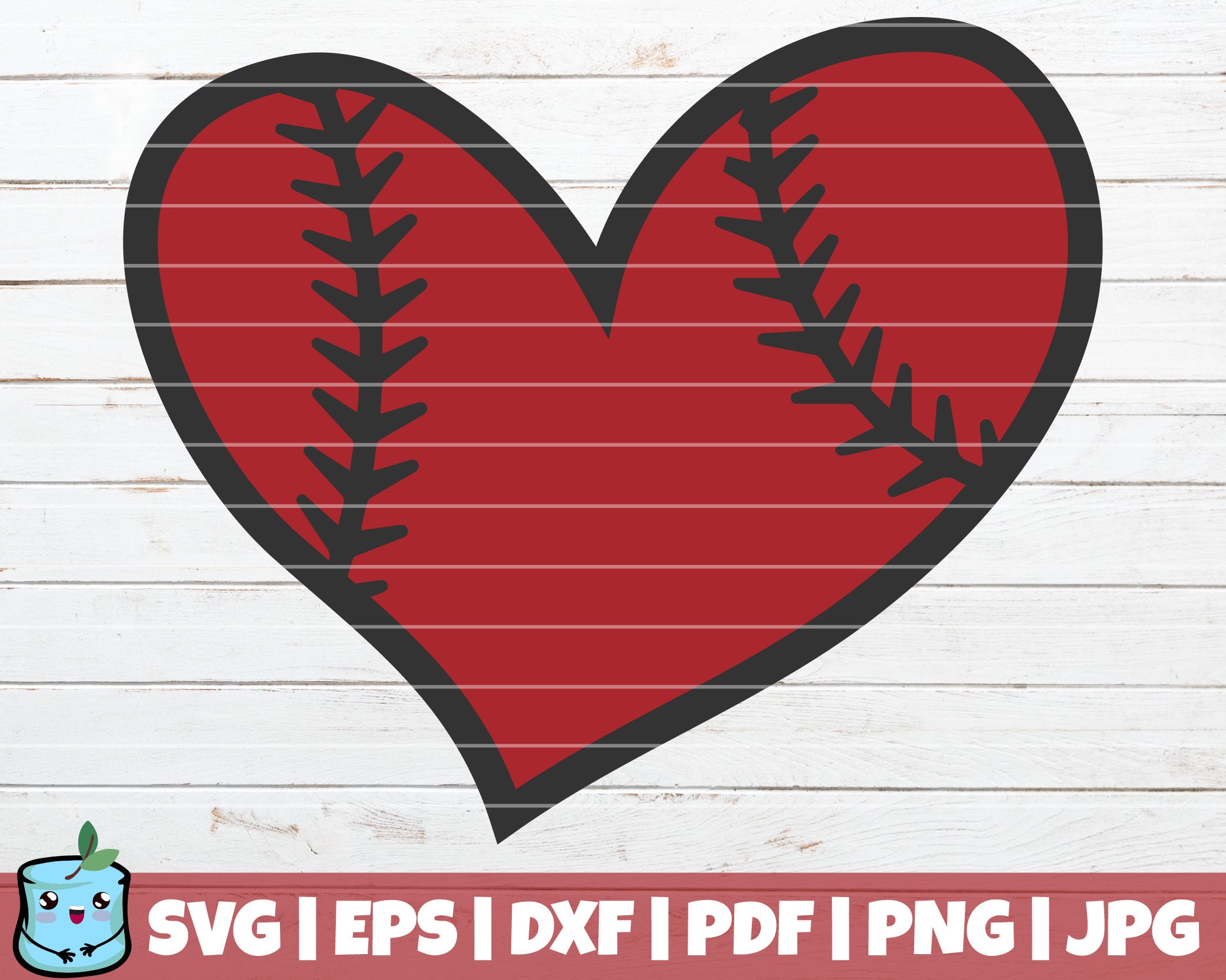 Baseball/softball Heart SVG Cut File Commercial Use | Etsy