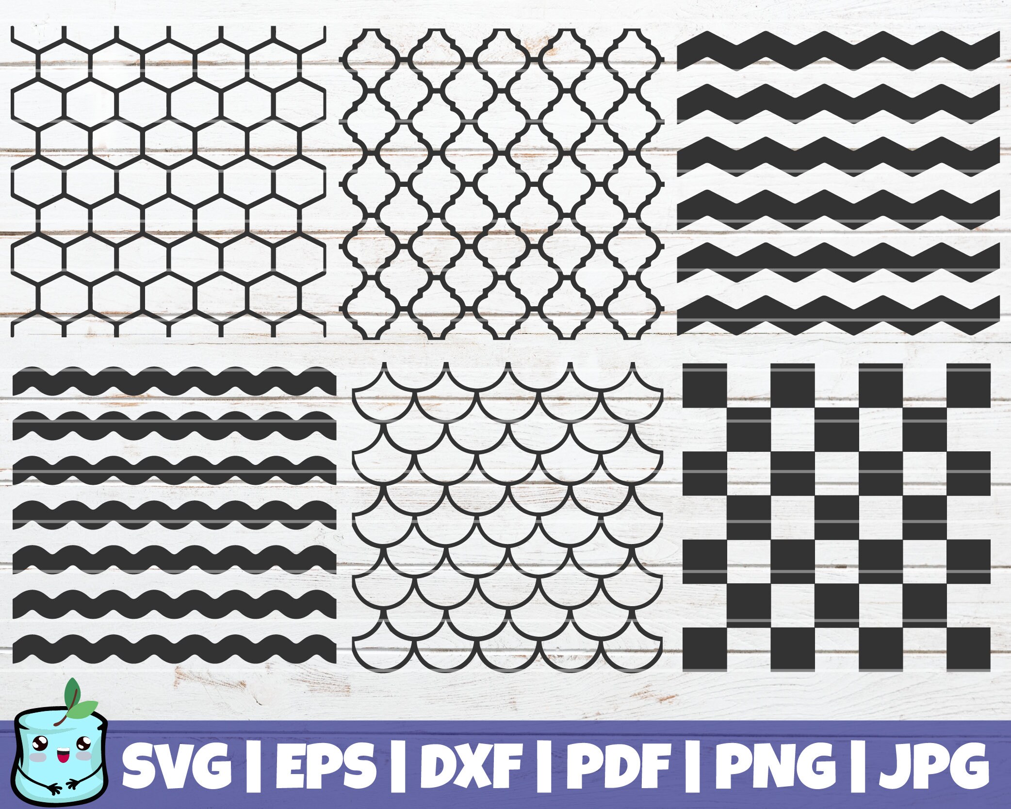 6 Seamless Pattern SVG Cut File Scale SVG Instant Download Vector File ...