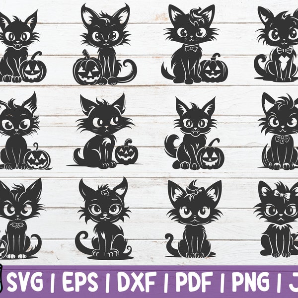 Halloween Cat Svg - Etsy