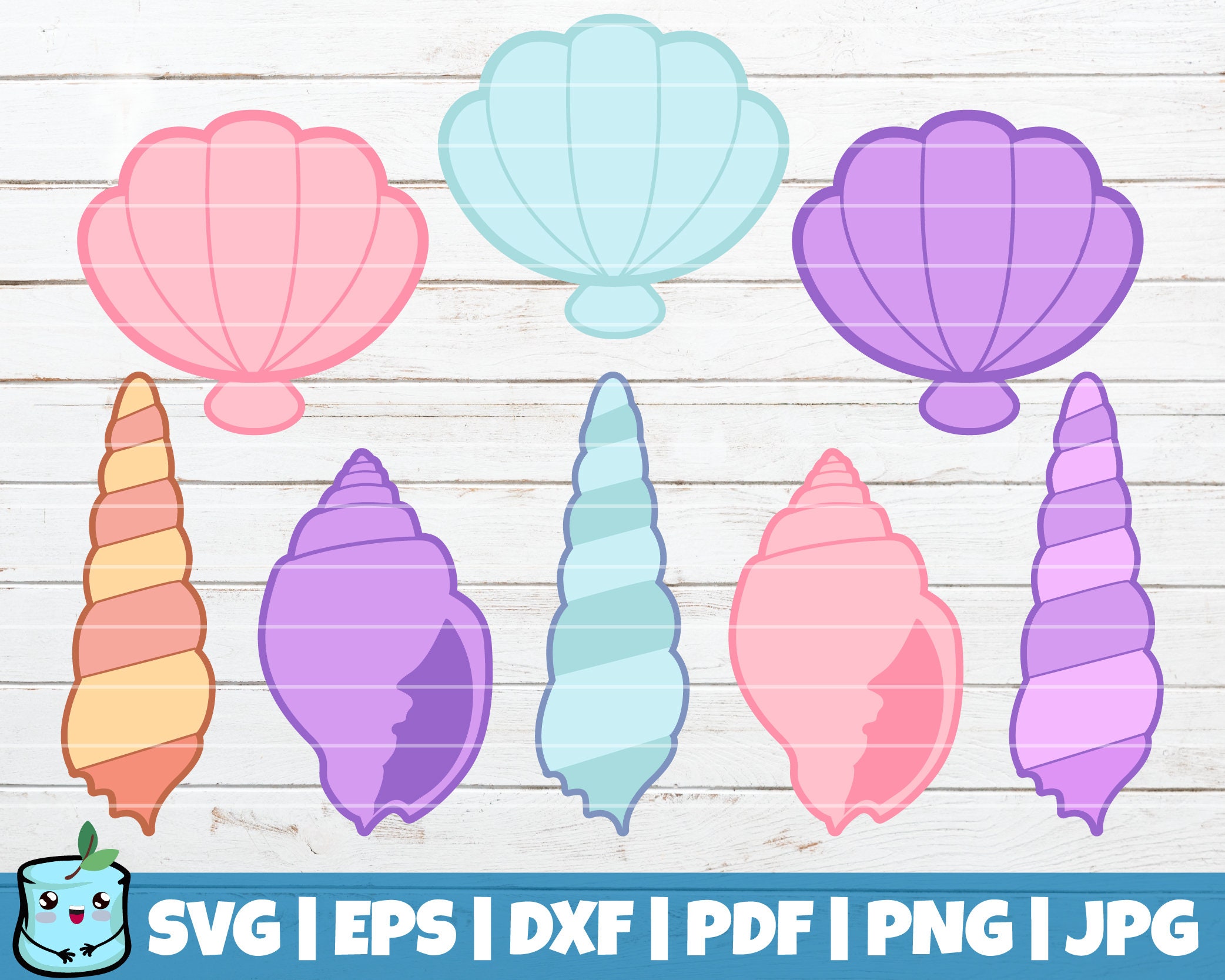 SeaShell SVG Cut File Mermaid Shell Clip art commercial | Etsy