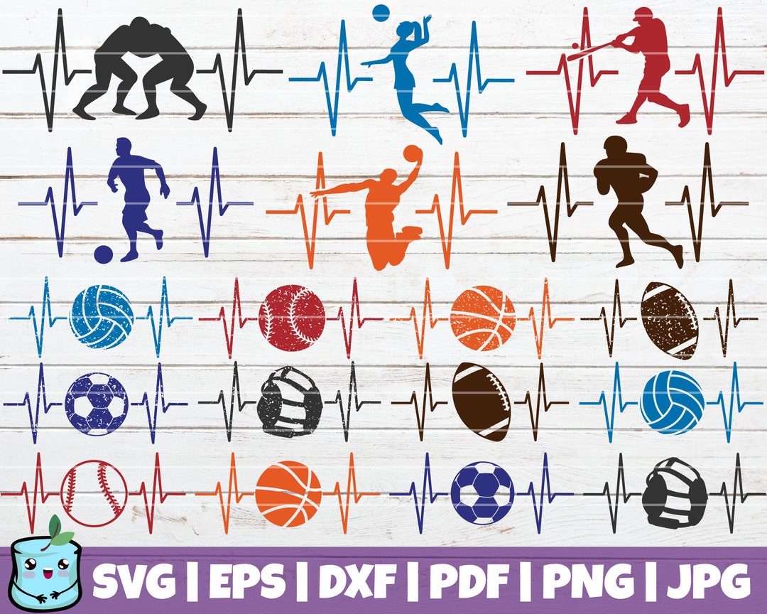 Sports Heartbeat SVG Bundle | SVG Cut Files | Commercial Use | Instant ...