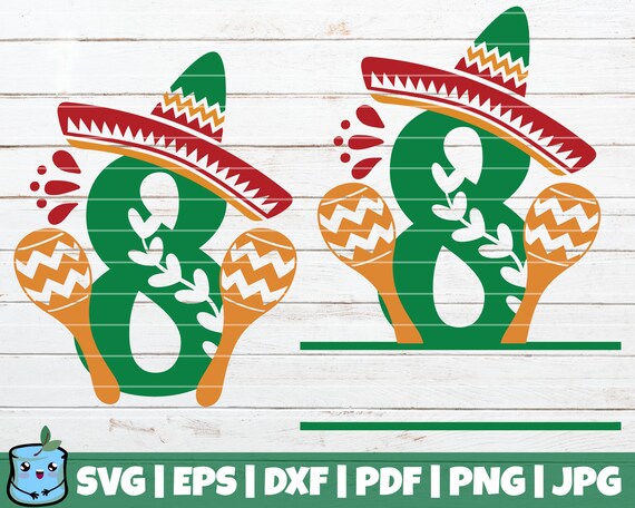 Fiesta Birthday Number Eight SVG Cut File Split Monogram SVG - Etsy