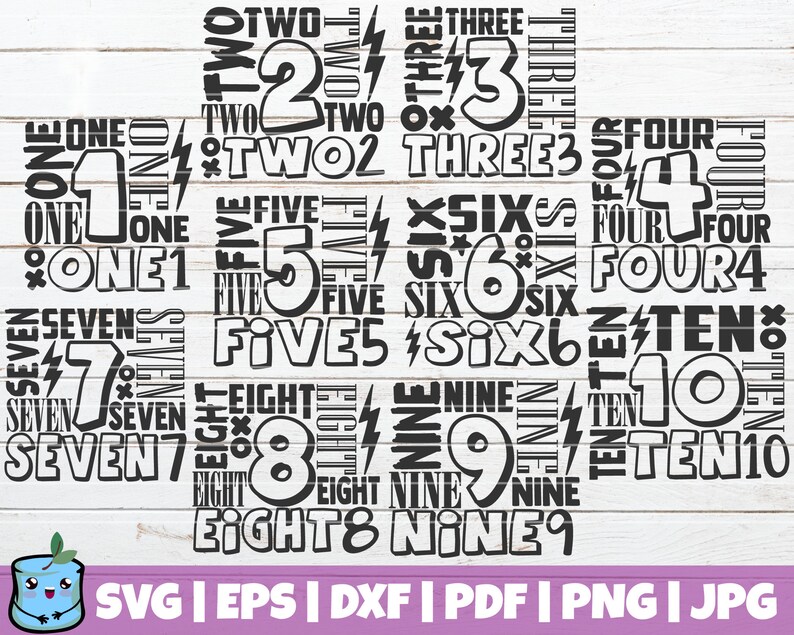 Numbers SVG Bundle SVG Cut Files Commercial Use Instant - Etsy